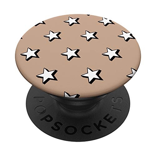 Minimal Neutral Aesthetic Star Print Tan PopSockets PopGrip: Swappable Grip for Phones & Tablets