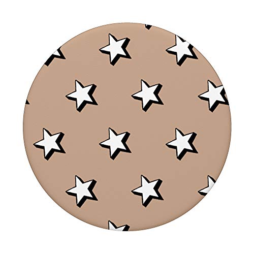 Minimal Neutral Aesthetic Star Print Tan PopSockets PopGrip: Swappable Grip for Phones & Tablets