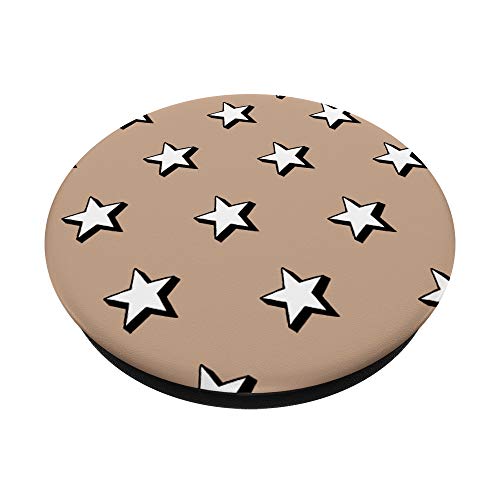 Minimal Neutral Aesthetic Star Print Tan PopSockets PopGrip: Swappable Grip for Phones & Tablets