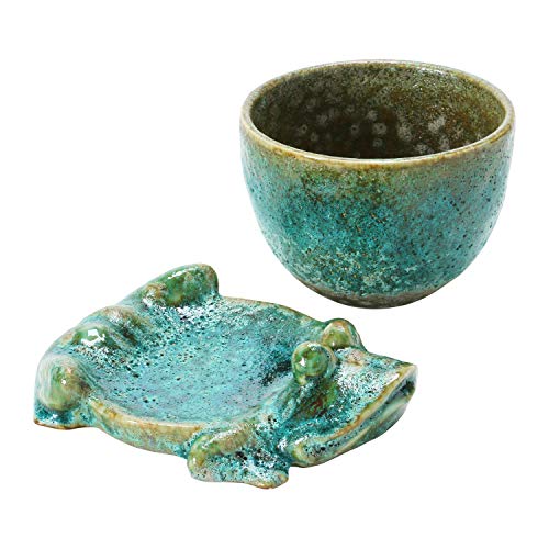 Creative Co-Op Stoneware Frog Base, Reactive Glaze, Green, Set of 2 (Each One Will Vary) (Holds 5" Planter Pot, 2