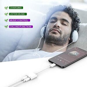 [Apple MFi Certified] Dual 2in1 Lightning Headphone Audio & Charger Adapter Splitter for iPhone iPad,2 Pack iPhone Headphone Adapter for iPhone 14/13/ 12/11/ XS/XS Max/XR/X/ 8/8plus/7/7 Plus/iPad