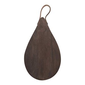 creative co-op mango wood cheese leather handle, espresso finish cutting board, 13.5" x 8"