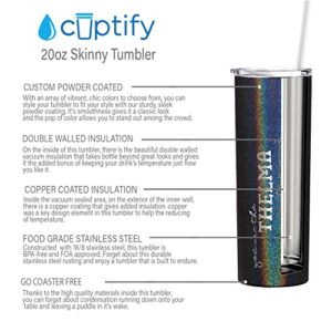 Cuptify You are the Thelma to my Louise Skinny Tumbler with Lid and Straw Laser Engraved on Black Glitter 20 oz Vacuum Insulated Gift for Women, Best Friend, Sister