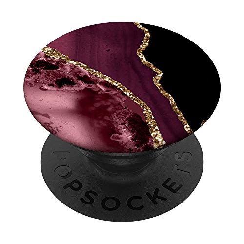 Burgundy Faux Marbled Agate Stylish Luxury PopSockets Swappable PopGrip