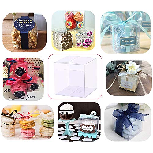 YOZATIA 25PCS Transparent Boxes 4 x 4 x 4 inch, Candy Box, Clear Favor Boxes Gift Boxes for Wedding, Party and Baby Shower Favors