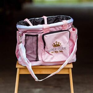 HORZE Emilie Equestrian Kids' Durable Grooming Bag with Tote Handles and Shoulder Strap - Bubblegum Pink - One Size