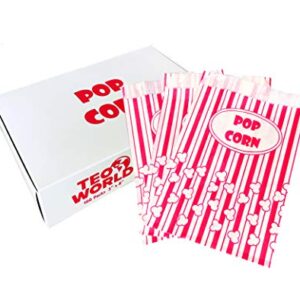 100% Greaseproof White Kraft paper Bags, 100 Popcorn Bags 1 Once - Perfect Size for Theater, Movies, Birthday Parties Celebration - Great Carnival Light Snacking Bags - Popcorn Bags for Party - Sturdy Paper Bags.