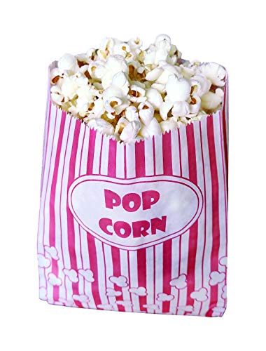 100% Greaseproof White Kraft paper Bags, 100 Popcorn Bags 1 Once - Perfect Size for Theater, Movies, Birthday Parties Celebration - Great Carnival Light Snacking Bags - Popcorn Bags for Party - Sturdy Paper Bags.