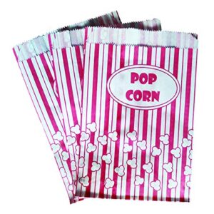 100% Greaseproof White Kraft paper Bags, 100 Popcorn Bags 1 Once - Perfect Size for Theater, Movies, Birthday Parties Celebration - Great Carnival Light Snacking Bags - Popcorn Bags for Party - Sturdy Paper Bags.