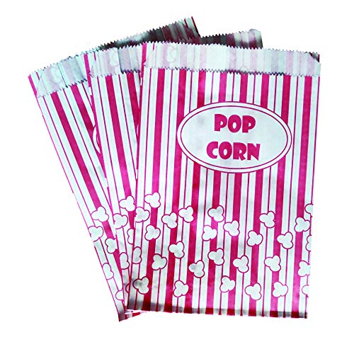 100% Greaseproof White Kraft paper Bags, 100 Popcorn Bags 1 Once - Perfect Size for Theater, Movies, Birthday Parties Celebration - Great Carnival Light Snacking Bags - Popcorn Bags for Party - Sturdy Paper Bags.