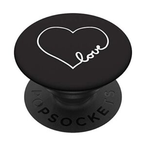 white heart love black popsockets swappable popgrip