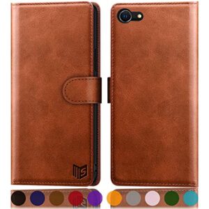 suanpot for iphone 7/8/se2/se 3rd 2022 4.7" rfid blocking wallet case credit card holder,flip book pu leather phone case cover cellphone women men for apple iphone se3 case wallet light brown