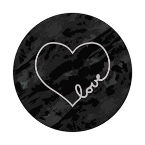 White Heart Love Black PopSockets PopGrip: Swappable Grip for Phones & Tablets