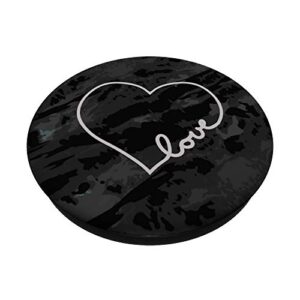 White Heart Love Black PopSockets PopGrip: Swappable Grip for Phones & Tablets