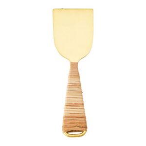 Creative Co-Op Cheese Knives with Rattan Handles, Gold Finish, Set of 3 Knife, 6.5" x 6.75"