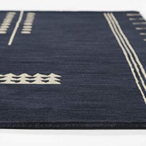 Momeni Simba Wool Hand Tufted Contemporary Indoor Area Rug, Navy, 2'6" X 8' Runner