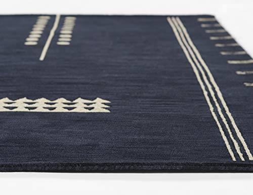 Momeni Simba Wool Hand Tufted Contemporary Indoor Area Rug, Navy, 2'6" X 8' Runner