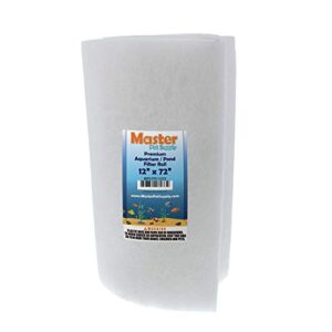 master pet supply premium aquarium filter pad roll, cut to fit 12" by 72", micron fiber filtration media for freshwater, saltwater aquariums, koi ponds, fish tanks, reefs - clean crystal clear water