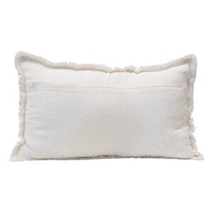 Creative Co-Op Linen Blend Embroidered Lumbar Let's Be Homebodies, Cream Color & Blue Pillow, Cream & Blue