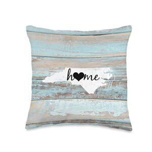 north carolina barn board shiplap home heart gift north carolina rustic home pride us state distressed look throw pillow, 16x16, multicolor