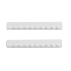 Boxy Concepts Necklace Organizer - 2 Pack - Easy-Install 10.5"x1.5" Hanging Necklace Holder Wall Mount with 10 Necklace Hooks - Beautiful Necklace Hanger also for Bracelets, Earrings, and Keys (White)