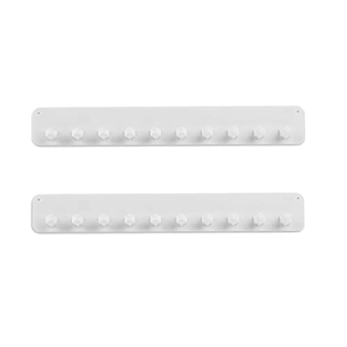 Boxy Concepts Necklace Organizer - 2 Pack - Easy-Install 10.5"x1.5" Hanging Necklace Holder Wall Mount with 10 Necklace Hooks - Beautiful Necklace Hanger also for Bracelets, Earrings, and Keys (White)