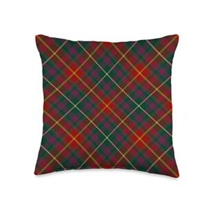 the celtic flame plaid tartans county meath irish tartan plaid throw pillow, 16x16, multicolor