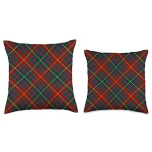 The Celtic Flame Plaid Tartans County Meath Irish Tartan Plaid Throw Pillow, 16x16, Multicolor