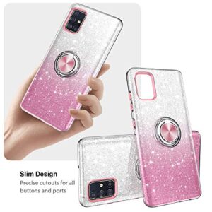 Samsang Galaxy A51 Case,Nicelycase Bling Sparkly Glitter Cute Phone Case for Women Girls with Kickstand,Slim Fit Drop Protection Shockproof Cover for Samsung Galaxy A51 - Pink