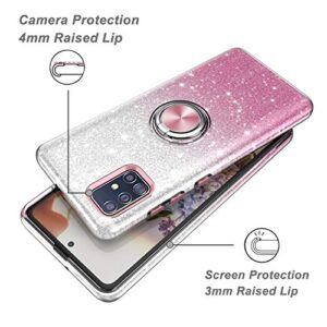 Samsang Galaxy A51 Case,Nicelycase Bling Sparkly Glitter Cute Phone Case for Women Girls with Kickstand,Slim Fit Drop Protection Shockproof Cover for Samsung Galaxy A51 - Pink