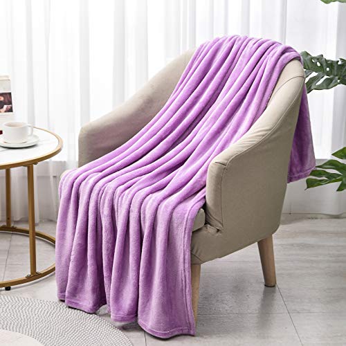 ZUZGEN 50x60 Fleece Blanket Throw, Light Weight, All Season, Soft- Prefect for Bed, Sofa, Couch (Purple)