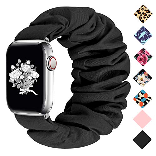 Greatfine Compatible for Apple Watch Band Scrunchie 38mm 40mm 41mm 42mm 44mm 45mm,Soft Elastic Scrunchie Watch Bands,With iWatch Series 8 7 6 SE 5 4 3 2 1 Ultra,Replacement Wristband for Women(S/M)