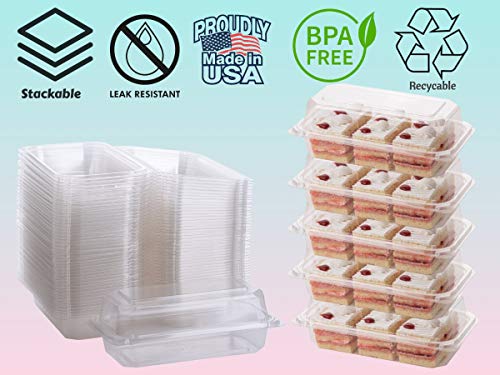 Smygoods Plastic loaf Container, Disposable Plastic Sturdy Hinged Loaf Containers, [25 Pack] Dimensions: 9 3/10''x5 1/2''x 3 1/3''