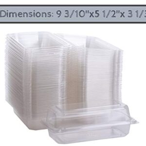 Smygoods Plastic loaf Container, Disposable Plastic Sturdy Hinged Loaf Containers, [25 Pack] Dimensions: 9 3/10''x5 1/2''x 3 1/3''