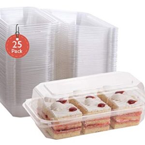 Smygoods Plastic loaf Container, Disposable Plastic Sturdy Hinged Loaf Containers, [25 Pack] Dimensions: 9 3/10''x5 1/2''x 3 1/3''