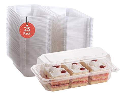 Smygoods Plastic loaf Container, Disposable Plastic Sturdy Hinged Loaf Containers, [25 Pack] Dimensions: 9 3/10''x5 1/2''x 3 1/3''