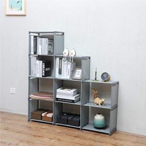 YCOCO 9 Cubes Bookshelf Office Storage Shelf Plastic Storage Cabinet,Adjustable Stackable DIY Bookshelf for Kid,Home Furniture Storage Bookcase,Grey