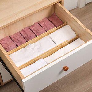 Qozary 8 Pack Adjustable Bamboo Drawer Dividers, Spring Loaded Drawer Organization Separators Expandable from 17-22", Work in Kitchen, Dresser, Baby Drawer, Bedroom, Bathroom and Office