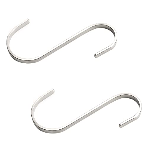 Yinpecly S Hooks 0.87" x 1.26" Flat 304 Stainless Steel S Shaped Hanging Hooks for Kitchen Spoon Towels Bathroom Bedroom Storage Room Office Outdoor Multiple Uses Silver Tone 10pcs