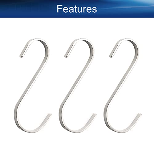 Yinpecly S Hooks 0.87" x 1.26" Flat 304 Stainless Steel S Shaped Hanging Hooks for Kitchen Spoon Towels Bathroom Bedroom Storage Room Office Outdoor Multiple Uses Silver Tone 10pcs