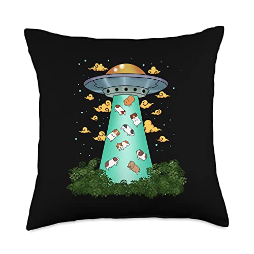 Guinea Pig Gifts & Prints Funny Women UFO Alien Gift Kids Guinea Pig Throw Pillow, 18x18, Multicolor