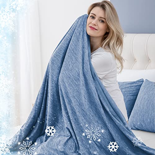 CHOSHOME Cooling Blanket for Hot Sleepers Lightweight Summer Cold Thin Blankets for Sleeping, Hot Flashes Night Sweats, Soft Blanket for Bed, Twin Size, Blue