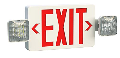 Garrini LED Emergency Light Combo Exit Sign Rectangular Adjustable Lamp 2-Heads UL Certified GC4 for Apartments Hotels Hospitals Offices