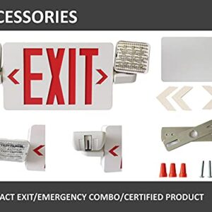 Garrini LED Emergency Light Combo Exit Sign Rectangular Adjustable Lamp 2-Heads UL Certified GC4 for Apartments Hotels Hospitals Offices