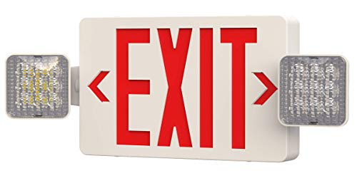 Garrini LED Emergency Light Combo Exit Sign Rectangular Adjustable Lamp 2-Heads UL Certified GC4 for Apartments Hotels Hospitals Offices