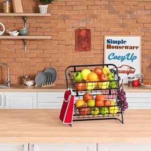 Simple Houseware 2-Tier Rigid Wire Market Basket Stand, Black