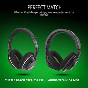 Krone Kalpasmos Upgraded Replacement Earpads for ATH M50X / M40X / M30X / MSR7 - Fits Audio Technica M Series, SteelSeries Arctis 3/5 / 7 / 9X & Pro, Breathable Fabric & Memory Foam, Green