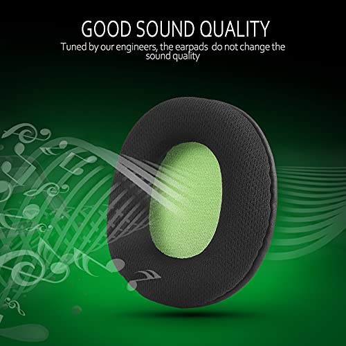 Krone Kalpasmos Upgraded Replacement Earpads for ATH M50X / M40X / M30X / MSR7 - Fits Audio Technica M Series, SteelSeries Arctis 3/5 / 7 / 9X & Pro, Breathable Fabric & Memory Foam, Green