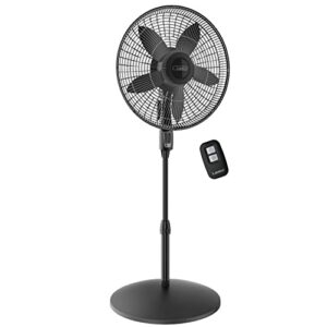 lasko s18440 performance 18-inch oscillating pedestal standing floor fan with remote control and adjustable stand for indoor, bedroom, living room, home office & college dorm use – black