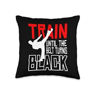 martial arts tees by k karate jiu jitsu martial arts taekwondo funny gift throw pillow, 16x16, multicolor